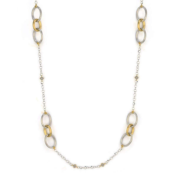 Mixed Metal Rectangle Pave Pendant | JudeFrances