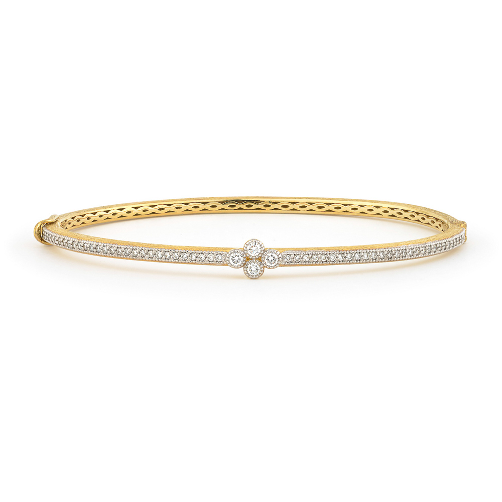 Mixed Metal Diamond Pave Nail Head Bangle | JudeFrances
