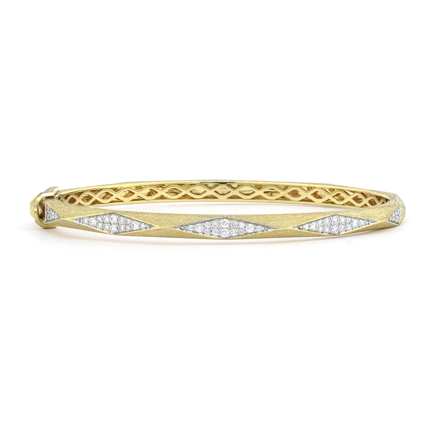 Lisse Raised Pyramid Diamond Pave Bangle | JudeFrances