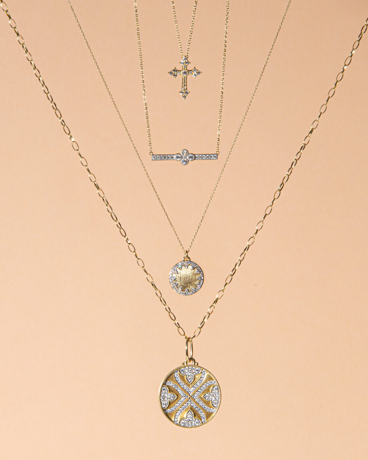 Provence Small Pave Disc Pendant | JudeFrances