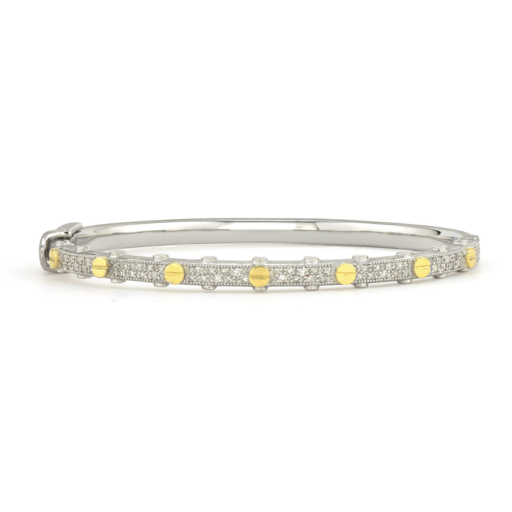 Mixed Metal Diamond Pave Nail Head Bangle | JudeFrances