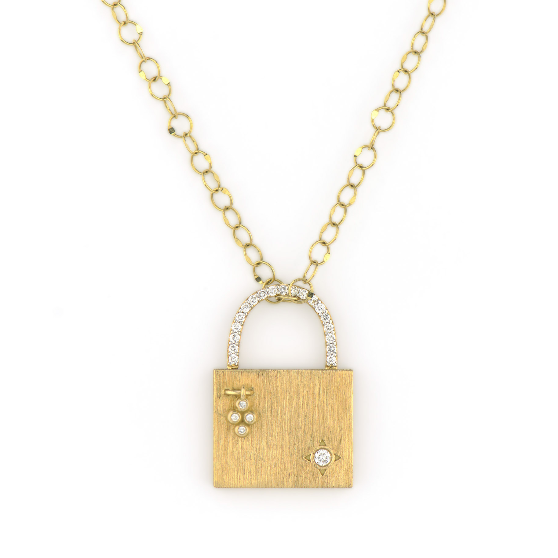 Provence Engravable Pave Lock Pendant | JudeFrances