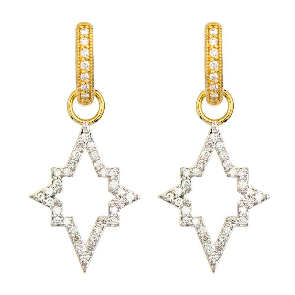 Moroccan Open Frame Night Star with Pave Diamond Earring Charms ...