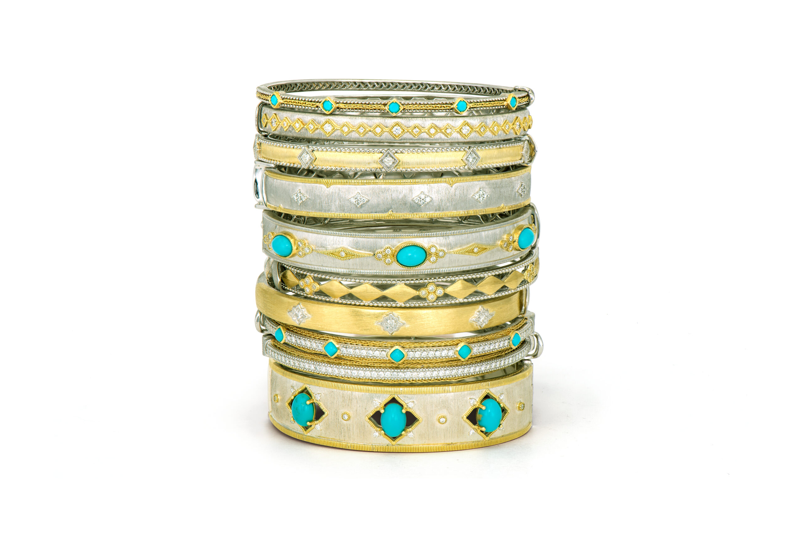 Mixed Metal Turquoise Stone Bangle | JudeFrances