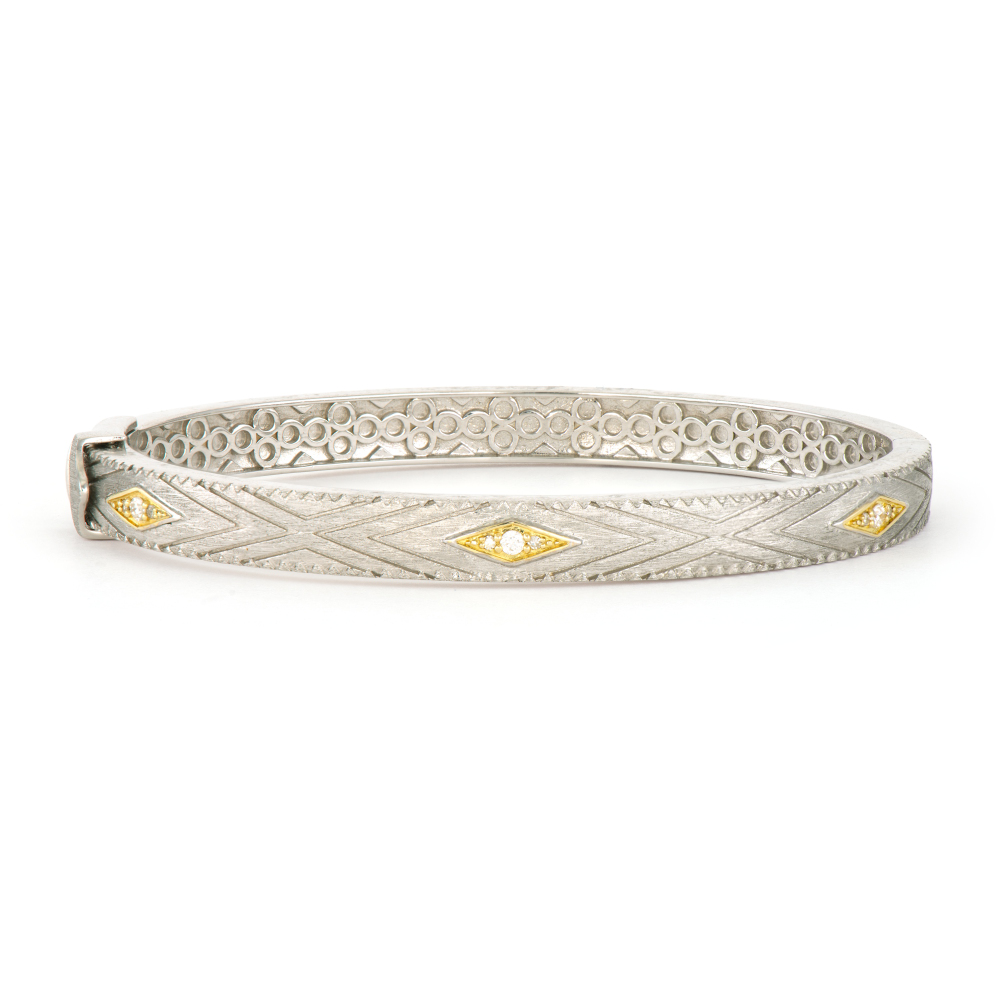 Moroccan Geometric Lined Milgrain Bangle | JudeFrances